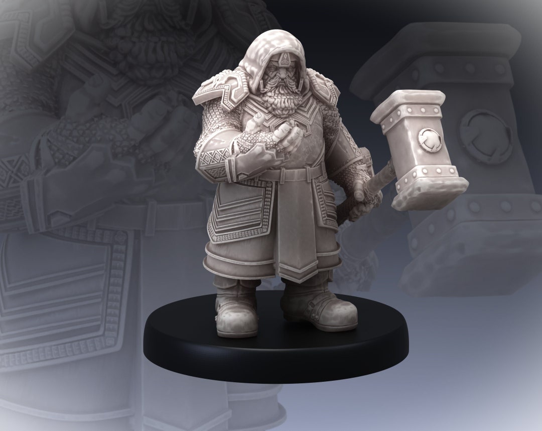 Nordic Dwarf Hammer Dwarf Paladin Miniature 28mm Scale Miniature Perfect for Ttrpg's Such as D&D ...