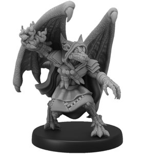 Winged Kobold Miniature | 3D Printed Tabletop Kobold Fighter, Kobold ...