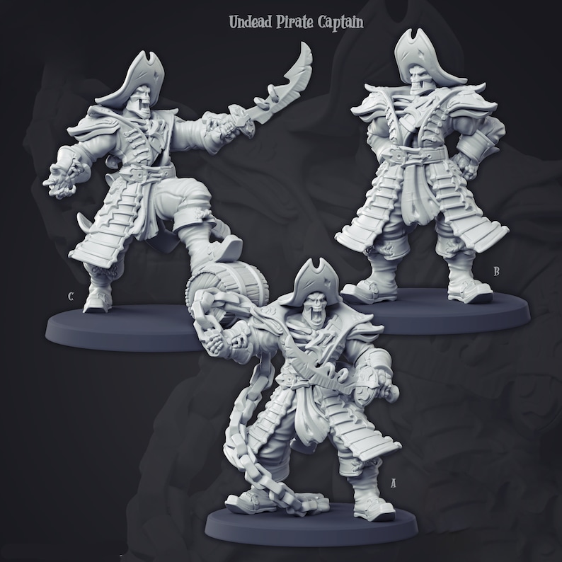 Undead Pirate Captain Miniature 3D Printed Tabletop Pirate - Etsy