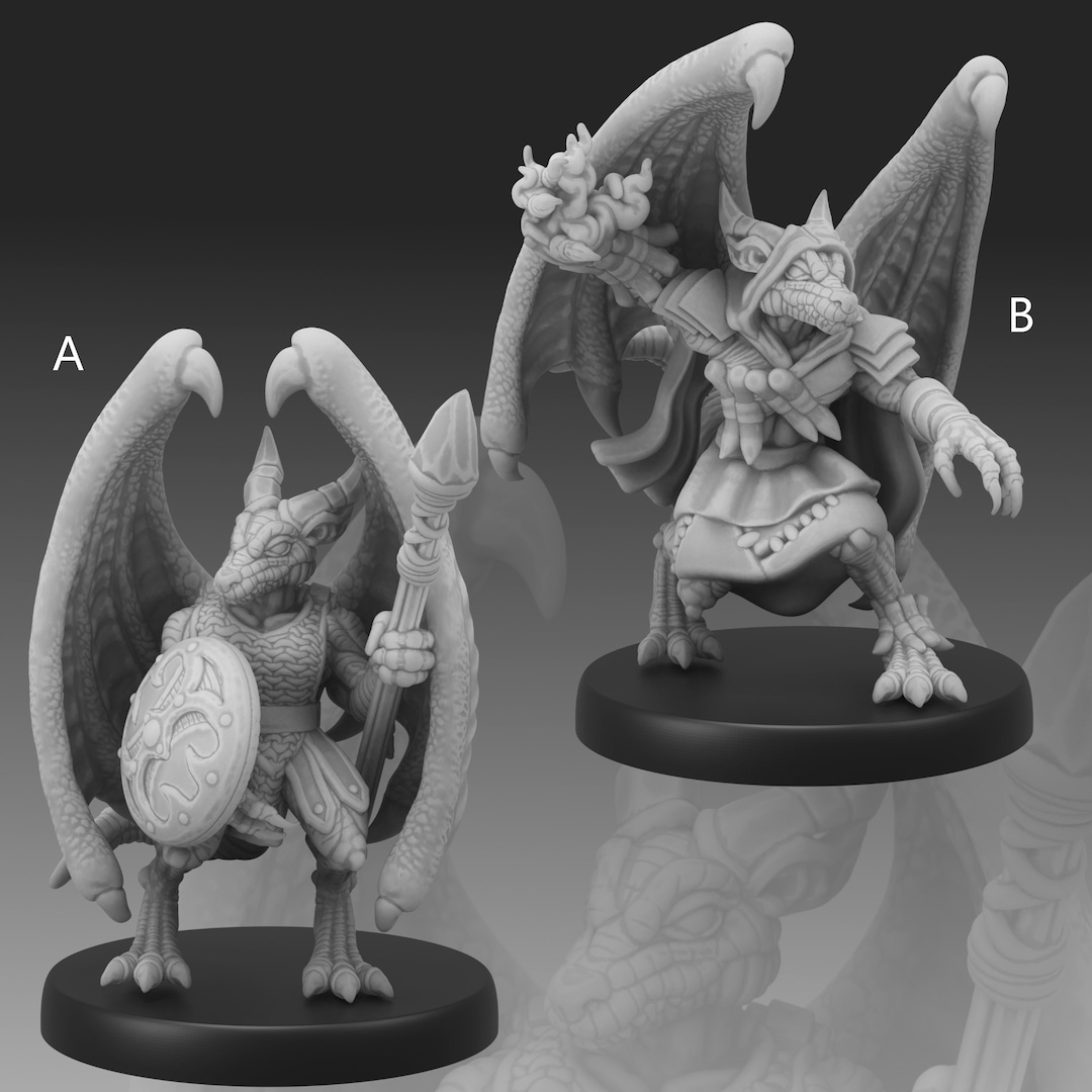 Winged Kobold Miniature | 3D Printed Tabletop Kobold Fighter, Kobold ...