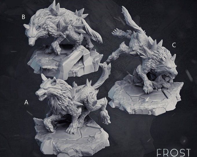 Dire Wolf Miniature | 3D Printed Tabletop Dire Wolves, Wolf Miniature ...