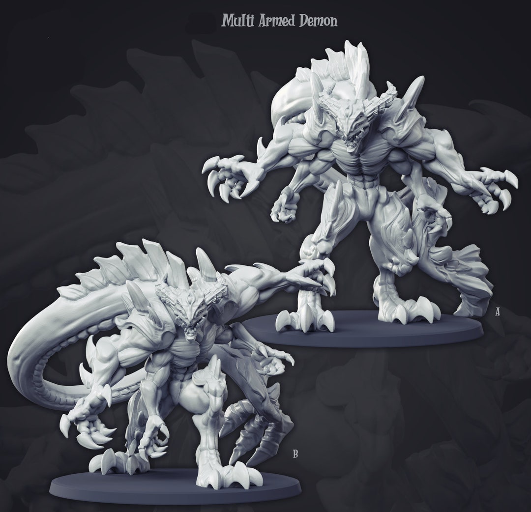 Multi-armed Demon Miniature 3D Printed Tabletop Demon Miniature, Fiend ...