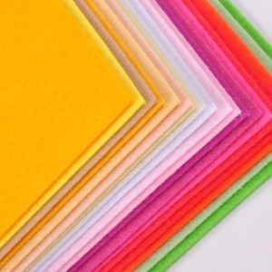 Felt Fabric Mixed Colours | 15x15cm Square | 40 Mixed Colours | Ideal ...