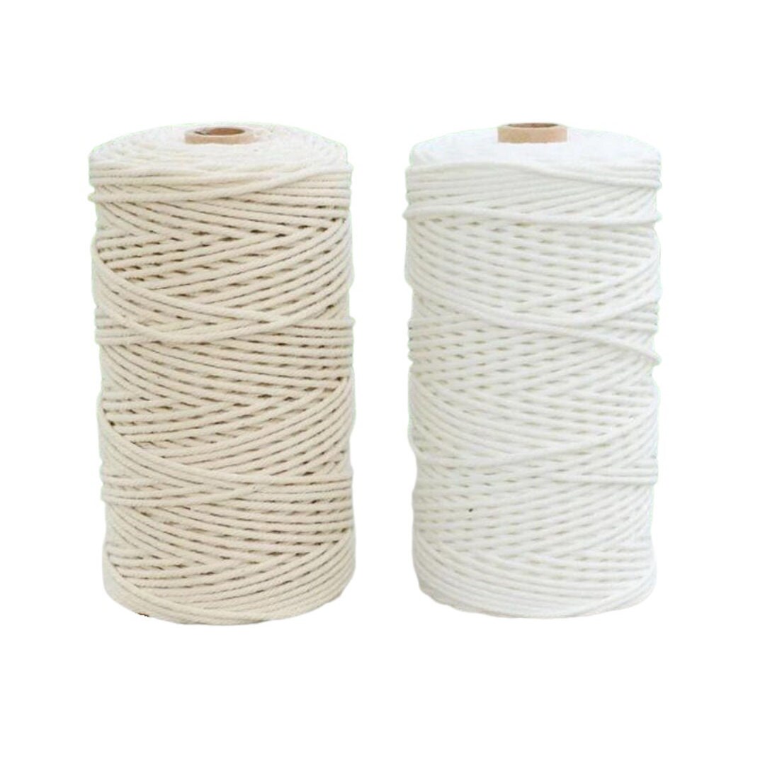 Cotton Macrame Cord Bulk Pack 200m / 650ft 2mm 3mm Thick Natural or ...