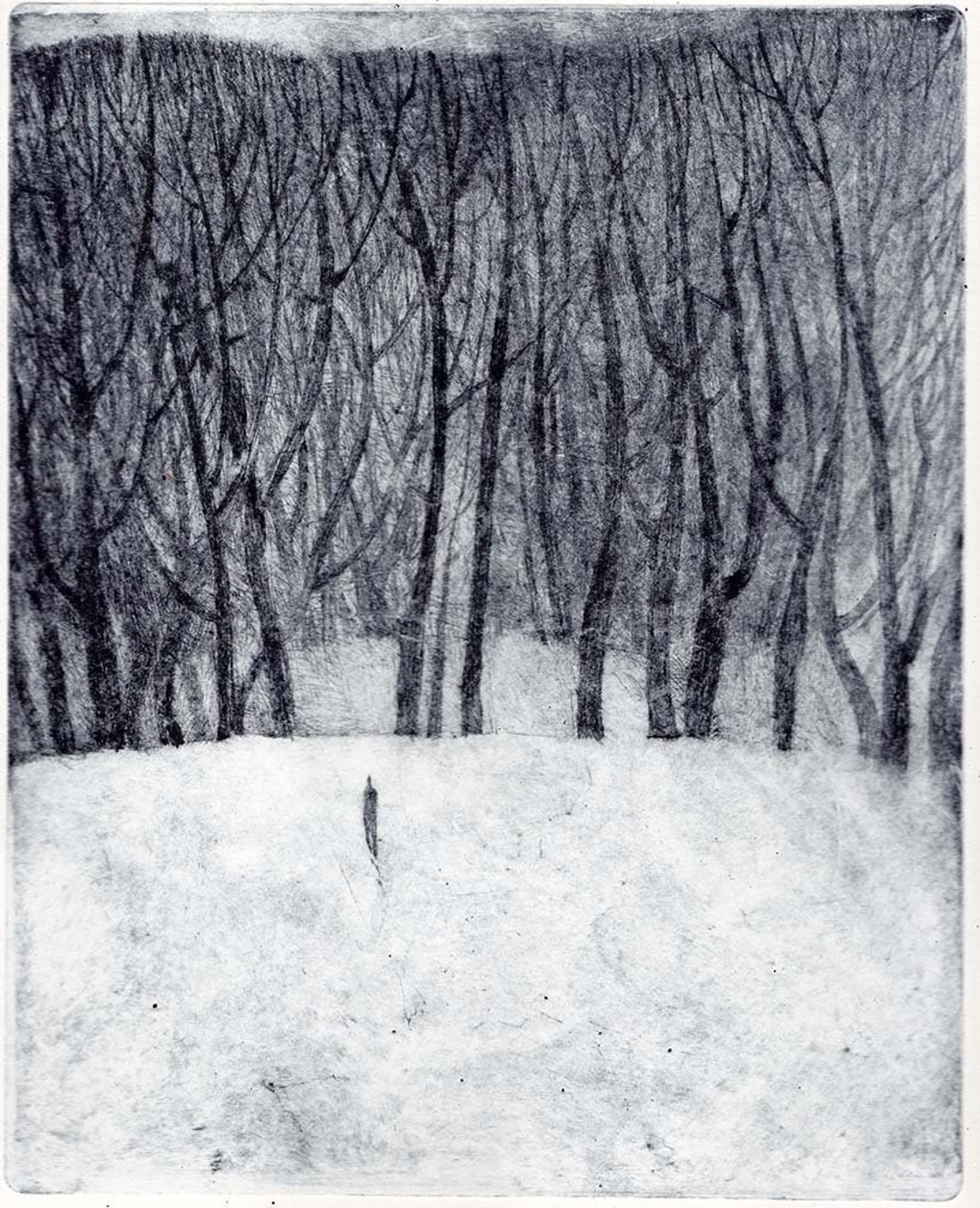 Original Etching-dry Point_winter Etching-printmaking-hand Print-snow ...