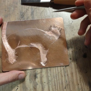 Cat Etching - Original Handmade Etching - Dry Point - Printmaking - Etsy