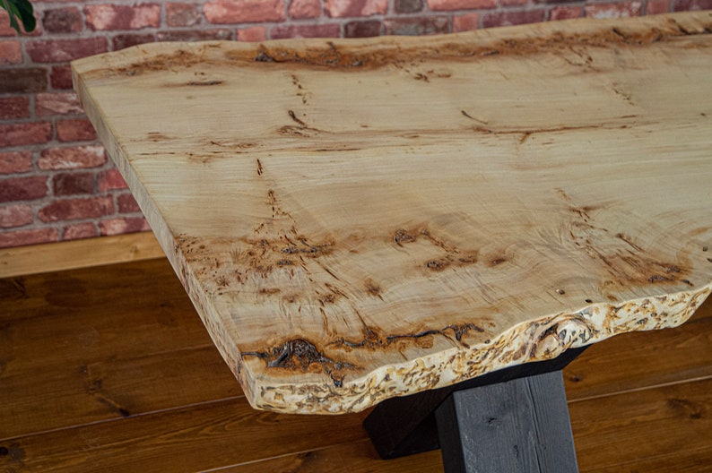 Live Edge Dining Table Pippy Oak With Black Cross Legs without Chairs ...