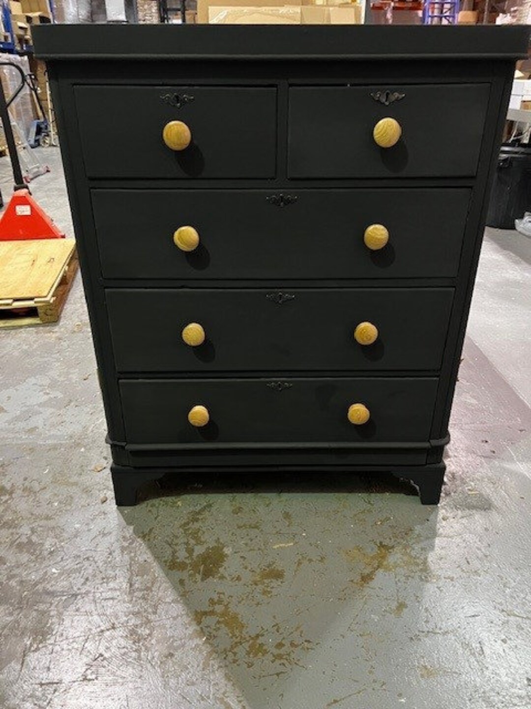 Antique Victorian Painted Black Chest of Drawer 2 Small and 3 Long ...