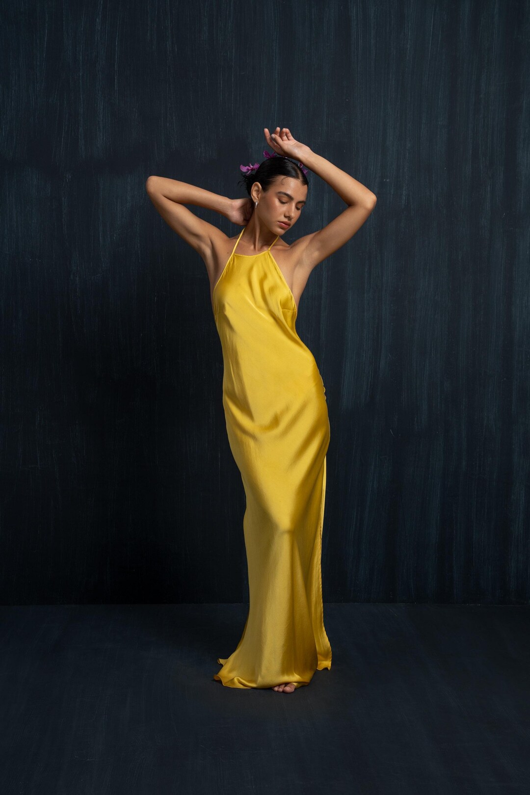 Marigold Natural Maxi Minimalist Summer Dress, Bridesmaid Bohemian Slip ...