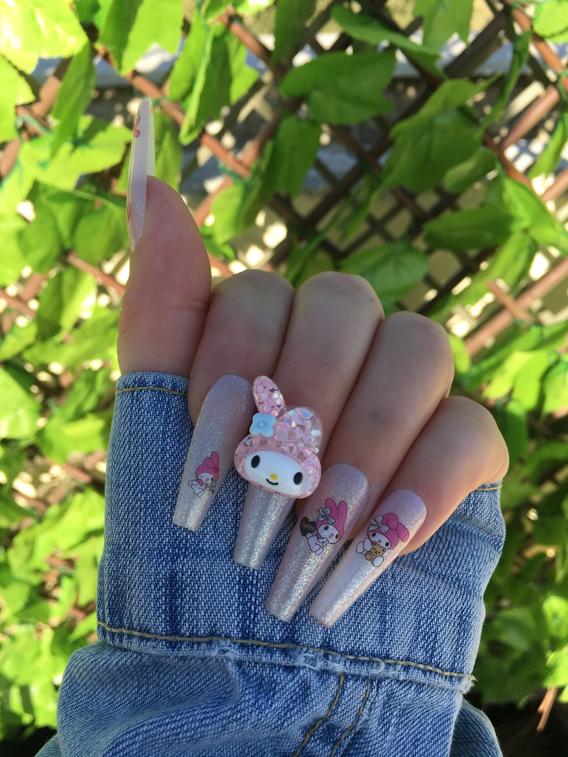 Press On Nails My Melody 3d Kawaii Funky Faux Nails Glue Etsy