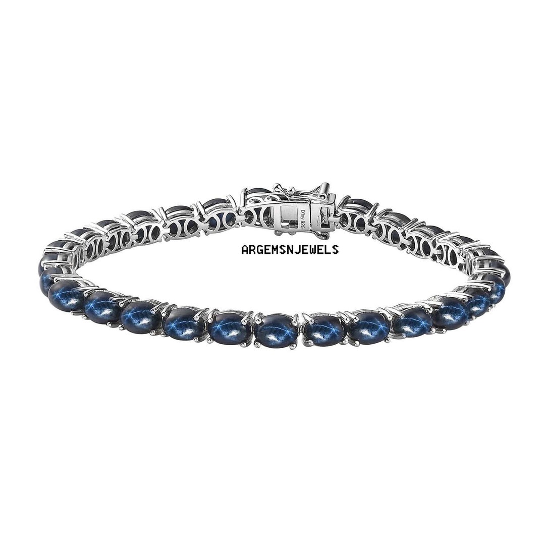 Beautiful Vintage Blue Star Sapphire Bracelet in 925 Sterling Silver ...
