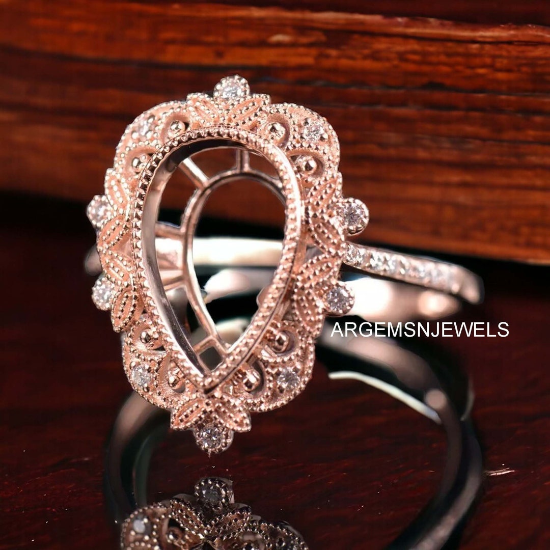 11X7MM Pear Semi Mount Ring-without Stone Ring-pear Unset Ring Blank ...