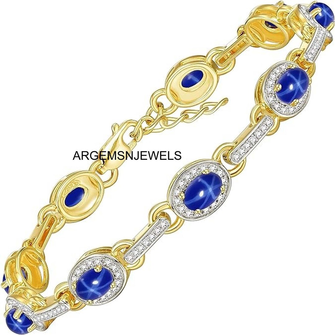 Blue Star Sapphire Bracelet Infinity Style Oval Cabochon Blue Lindy ...