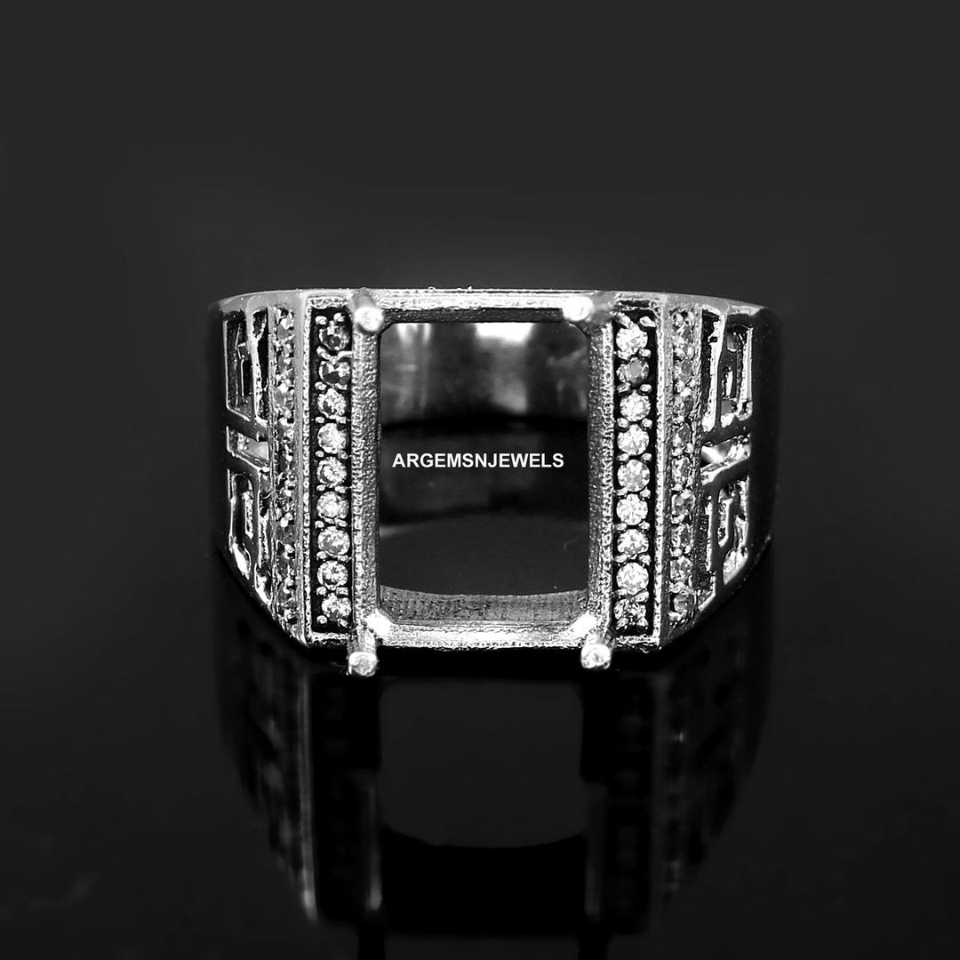 Octagon 925 Sterling Silver Men's Ring Semi Mount - Prong Setting - Etsy