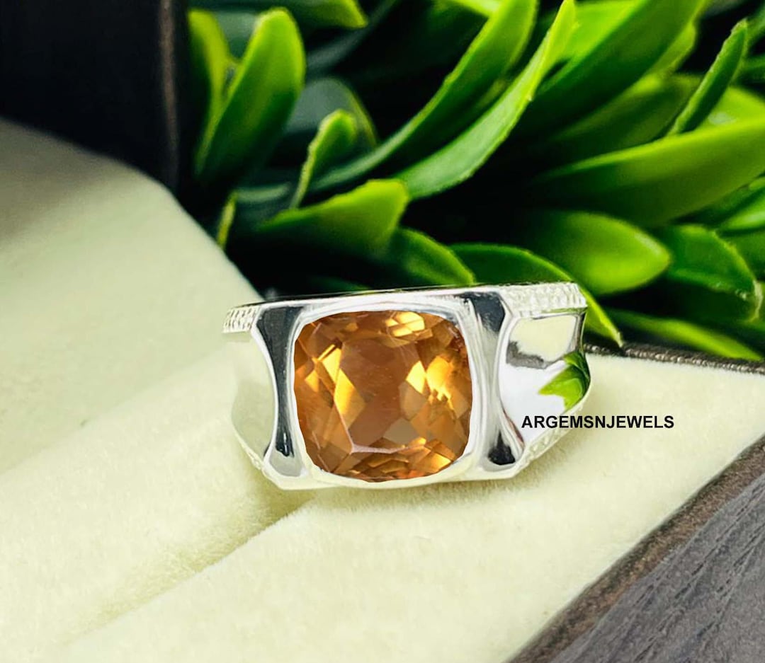 Cushion Cut Yellow Topaz Ring-natural Golden Topaz Ring-925 Sterling ...