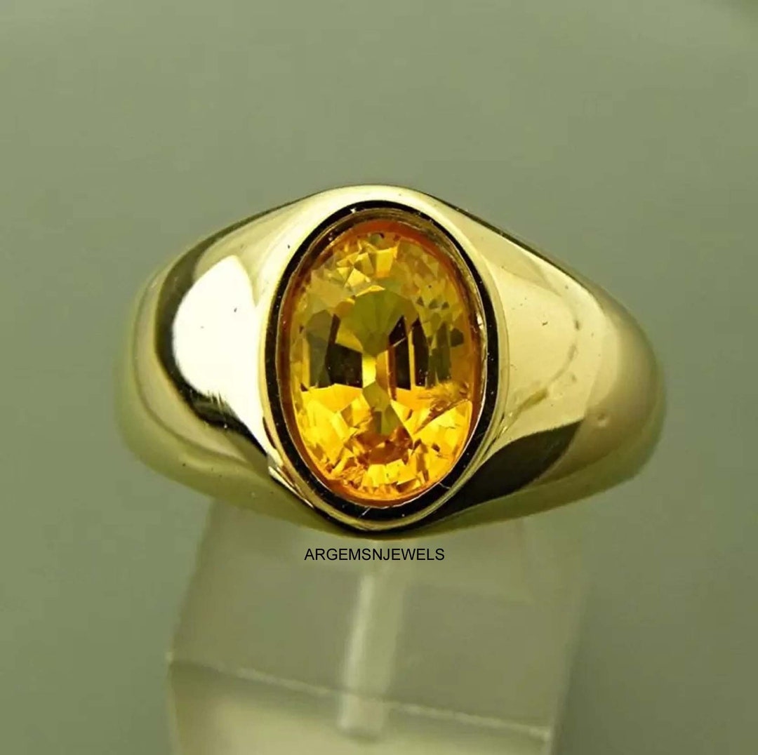Men's Yellow Topaz Ring-november Birthstone Ring-golden Topaz Ring-925 ...