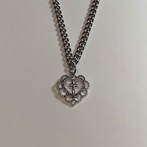 Webbed Heart With Cross Chain / Necklace : - Etsy