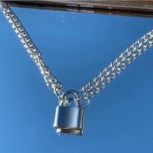 Silver Lock Charm Chain / Choker / Necklace: - Etsy