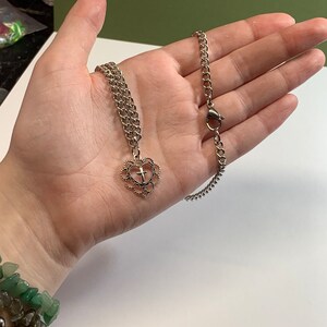 Webbed Heart With Cross Chain / Necklace : - Etsy