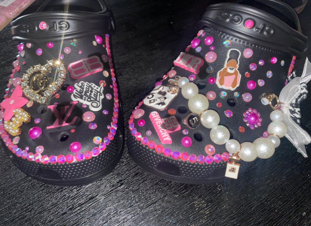 Black Bling Crocs - Etsy