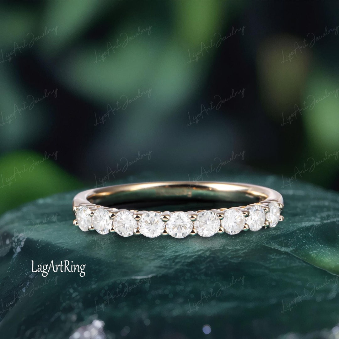 Moissanite Wedding Band,14k Yellow Gold Diamond,pave Promise Ring for ...