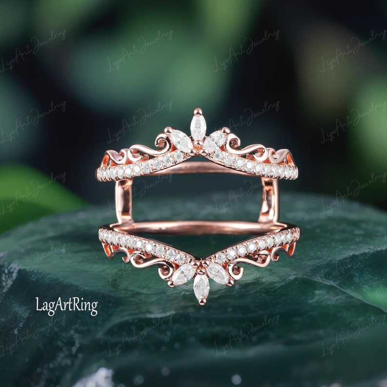 Moissanite Curved Wedding Band 14K Rose Gold Moissanite Pave Wedding ...