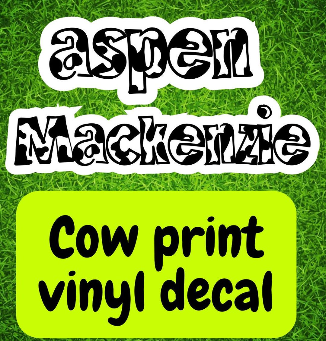Cow Print Vinyl Name Decal: Custom Text Sticker for Tumblers - Etsy