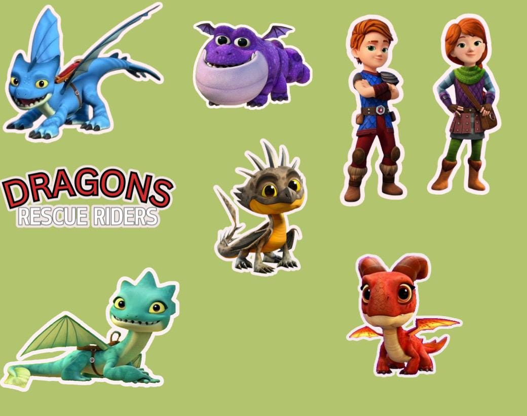 Rescue Riders Dragons Cupcake Toppers Digital Download - Etsy