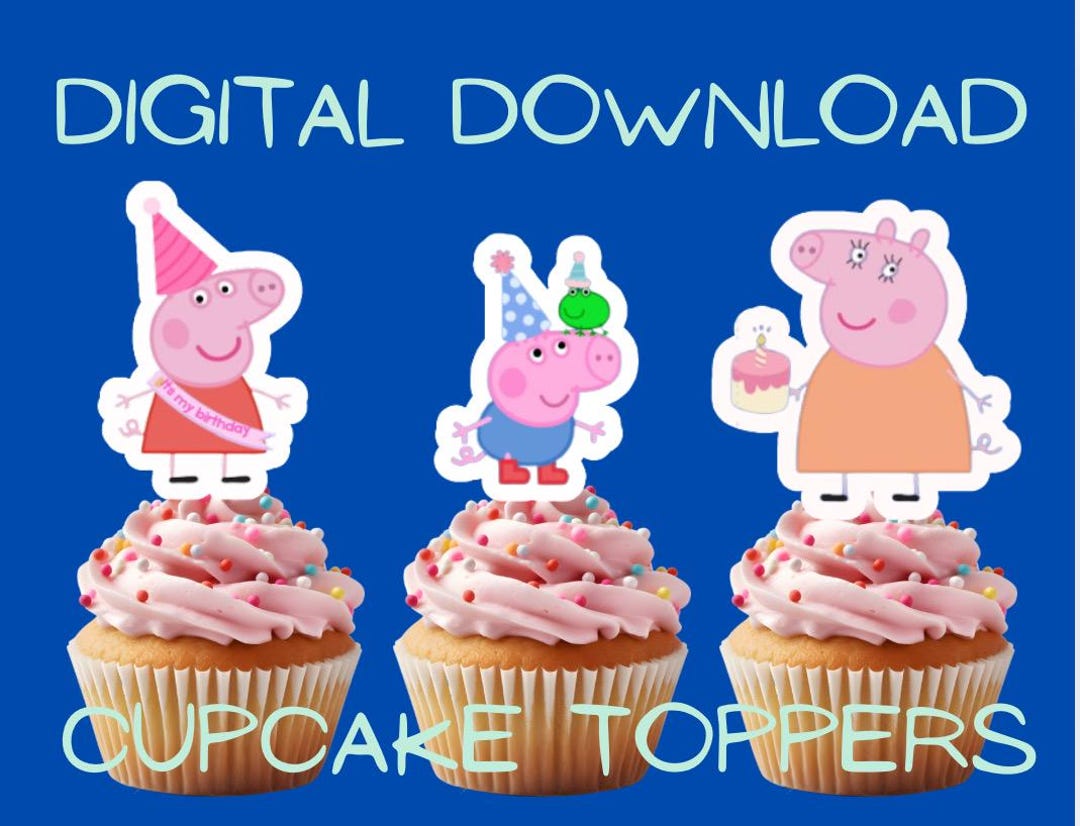 Pink Pigs Cartoon Cupcake Toppers Digital Download - Etsy
