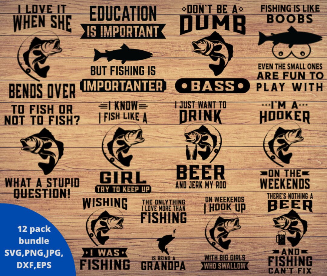 12 Pack Fishing Bundle, Fishing Svg, Fishing Clipart, Fish Png, Fishing ...