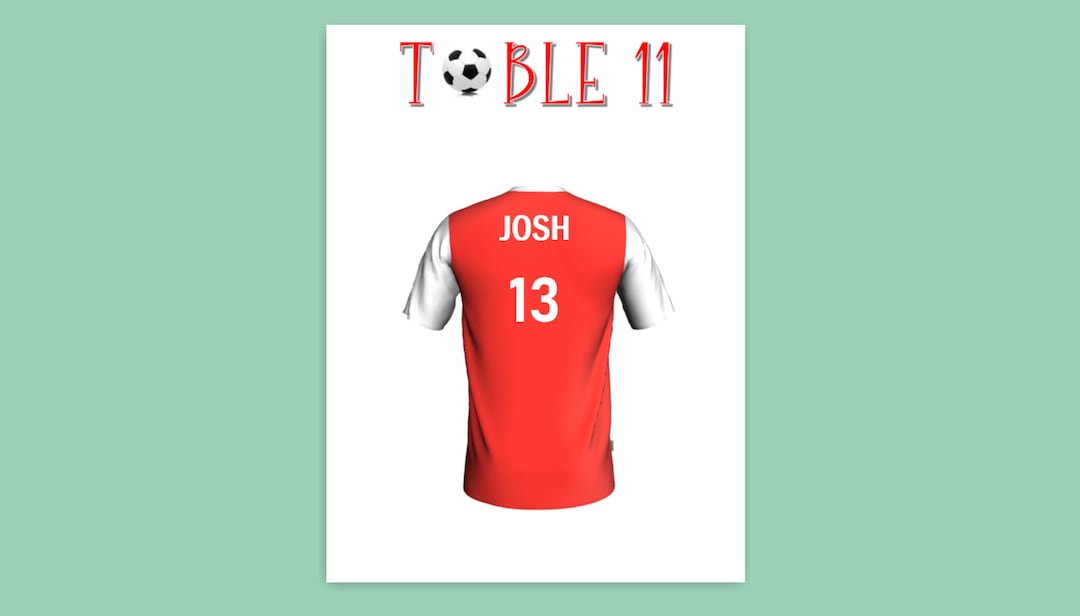 Personalised Football Table Name Cards: Wedding, Barmitzvah Party - Etsy