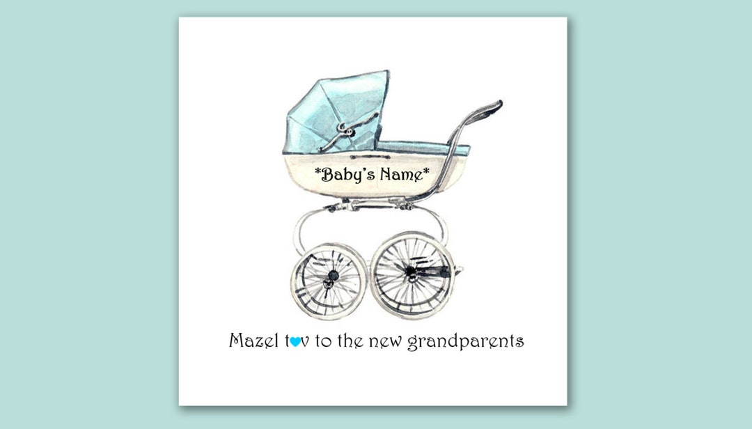 New Grandparents Baby Boy Card: Mazel Tov, Personalized - Etsy