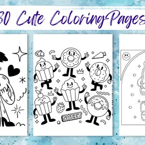 Kawaii Coloring Pages Cute Coloring Pages for Kids and Adults Digital ...