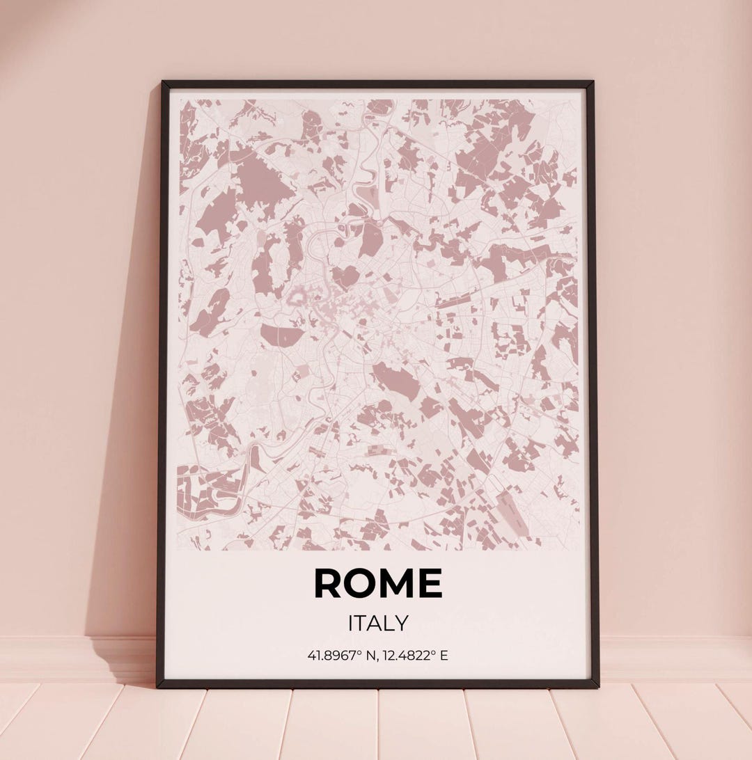 Rome Map Print, Map of Italy, Rome Wall Art, Rome Map Poster, City Map ...