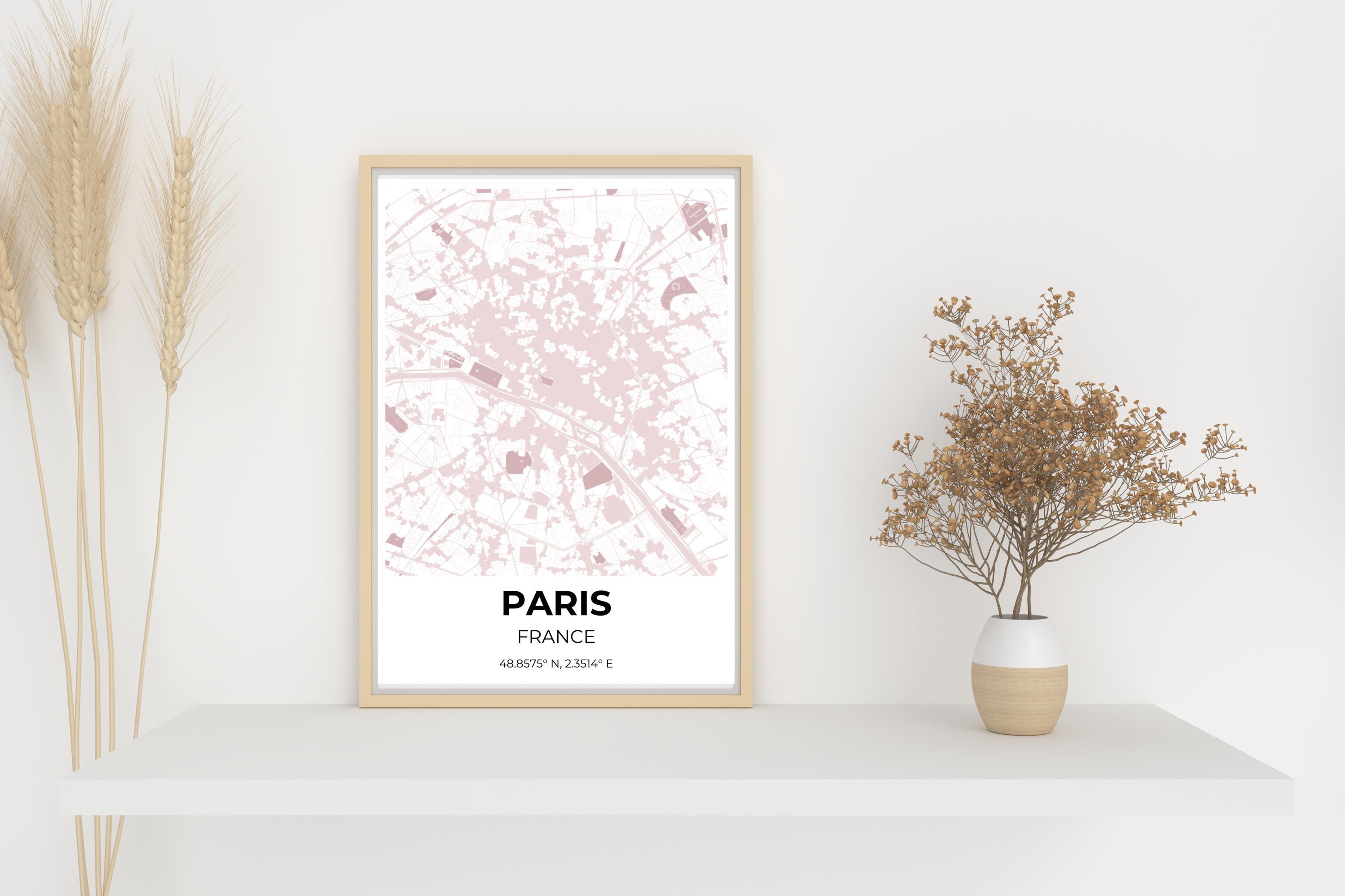 Paris Map Print, Map of France, Paris Wall Art, Paris Map Poster, City ...