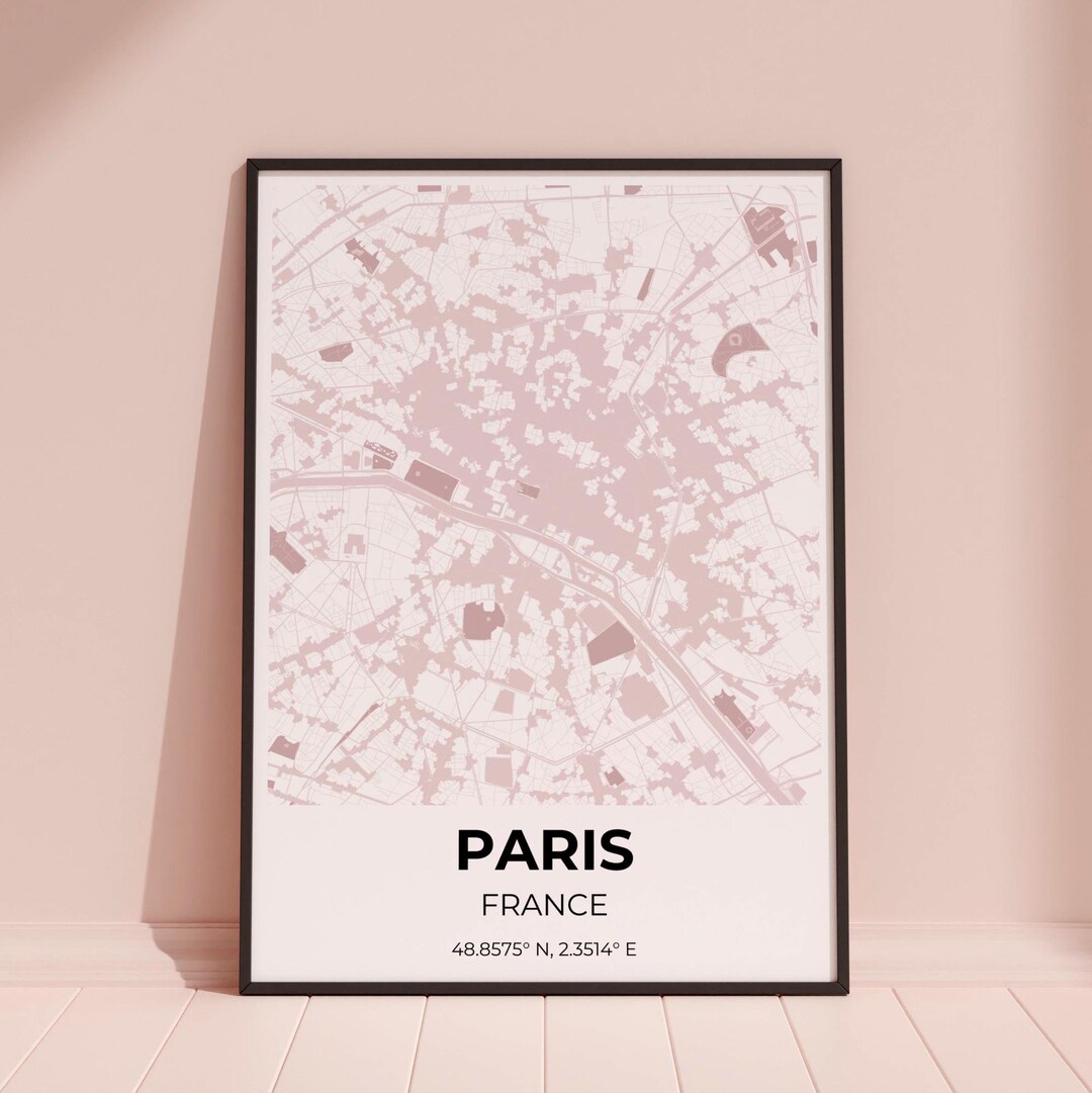Paris Map Print, Map of France, Paris Wall Art, Paris Map Poster, City ...