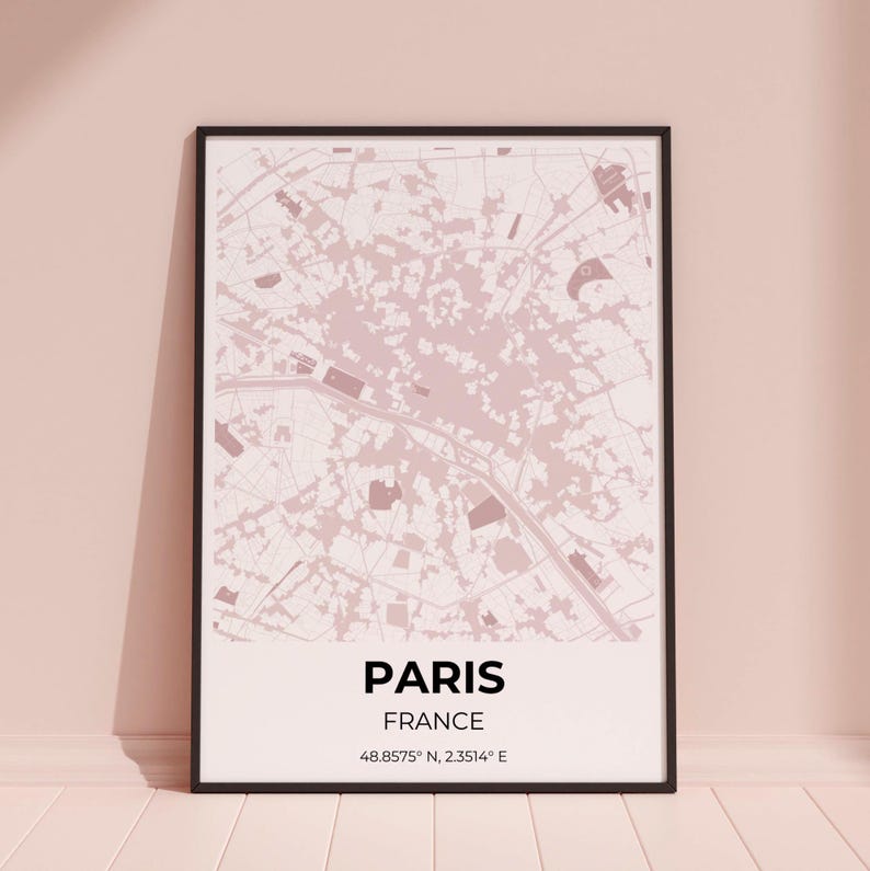 Paris Map Print, Map of France, Paris Wall Art, Paris Map Poster, City ...