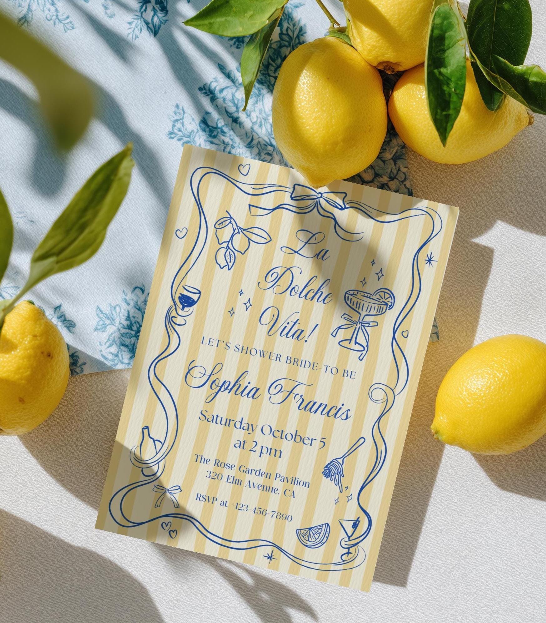 La Dolce Vita Italian Bridal Shower Invitation, Coastal European Invite ...