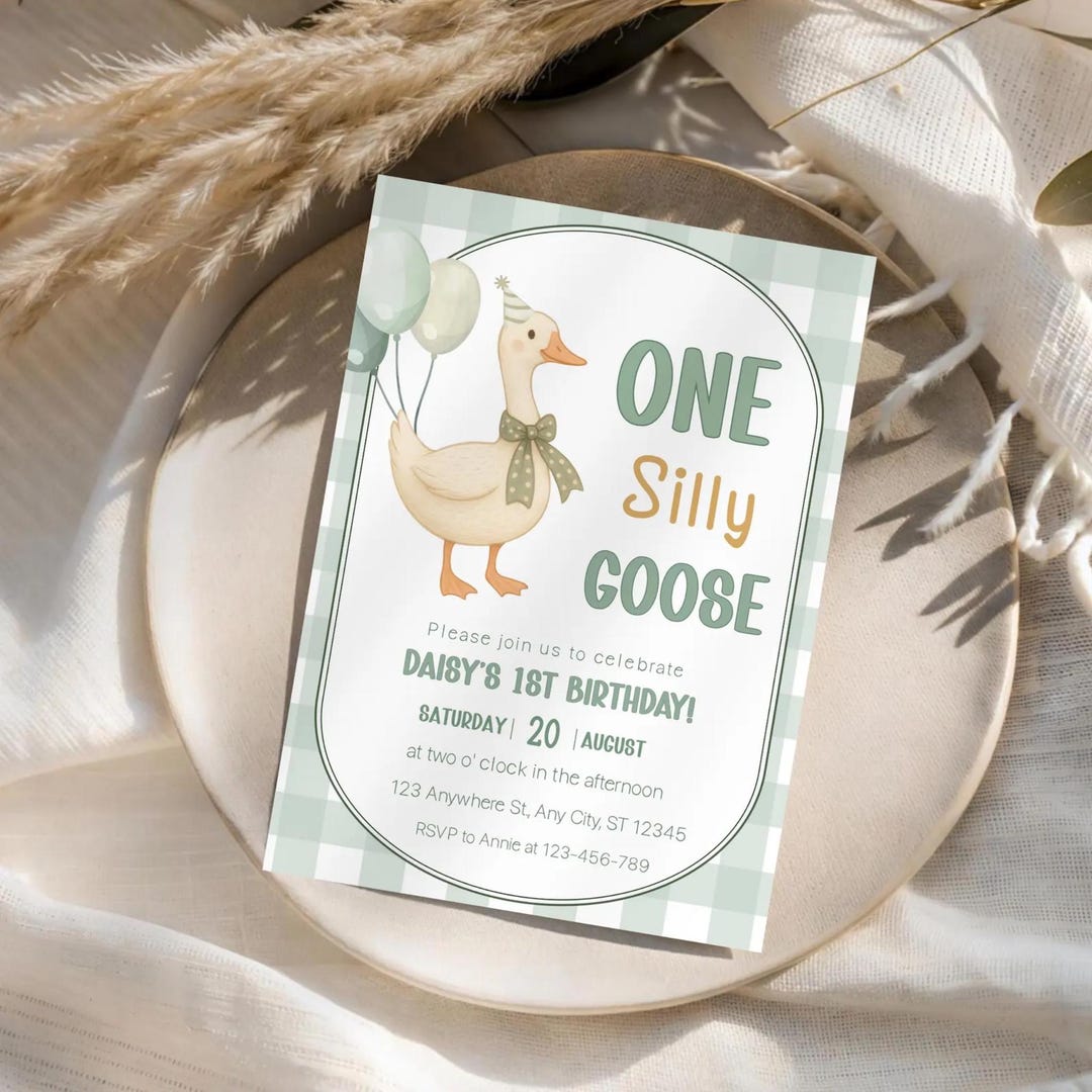 One Silly Goose Birthday Invite Vintage First Birthday 1st Birthday ...