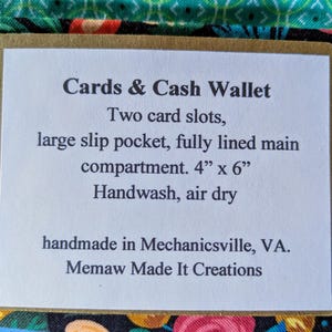 Pocket Wallet, Coin Purse, Credit Card Keeper, Floral With Green ...