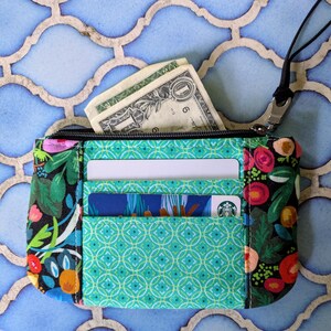Pocket Wallet, Coin Purse, Credit Card Keeper, Floral With Green ...