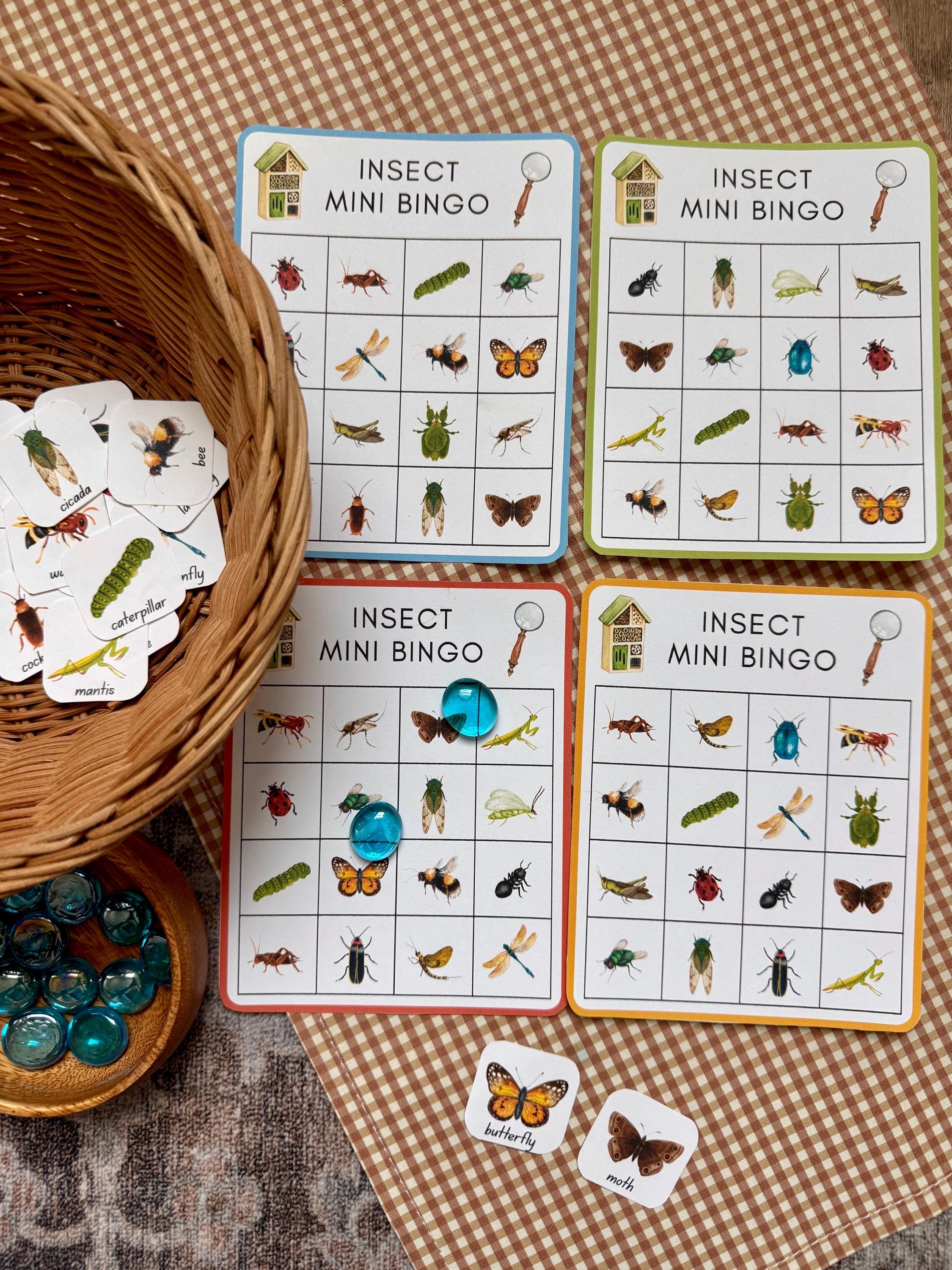 Mini Insect Bingo Game | Preschool & Kindergarten Learning Activity - Etsy