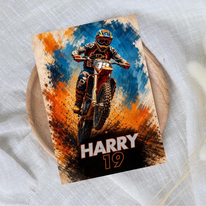 Personalised Motocross Print | Custom Rider Name & Number Wall Art ...