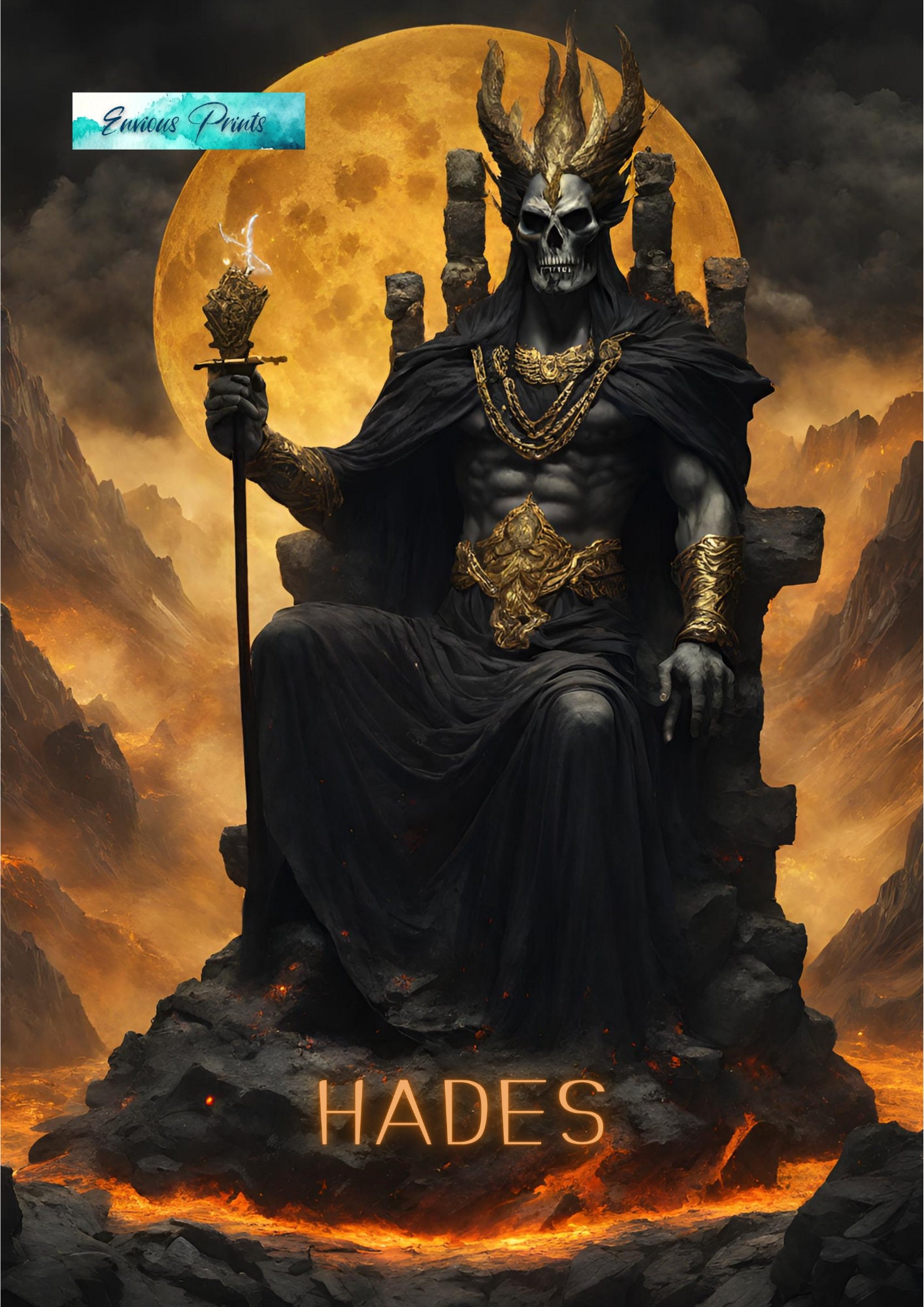 3 Iconic Greek Gods Poseidon Zeus Hades Wall Art A4 Prints Wall Art