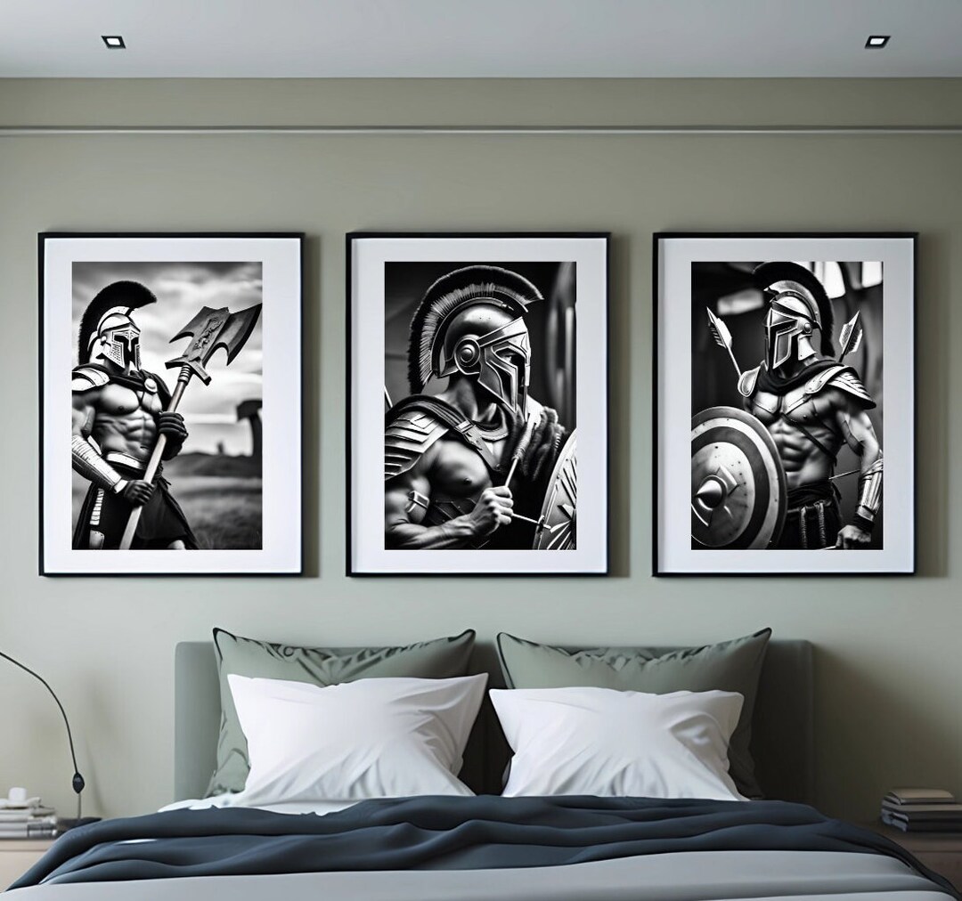 3 Spartan Warrior Wall Art A4 Prints Home Decor Art Print Gift for Him ...