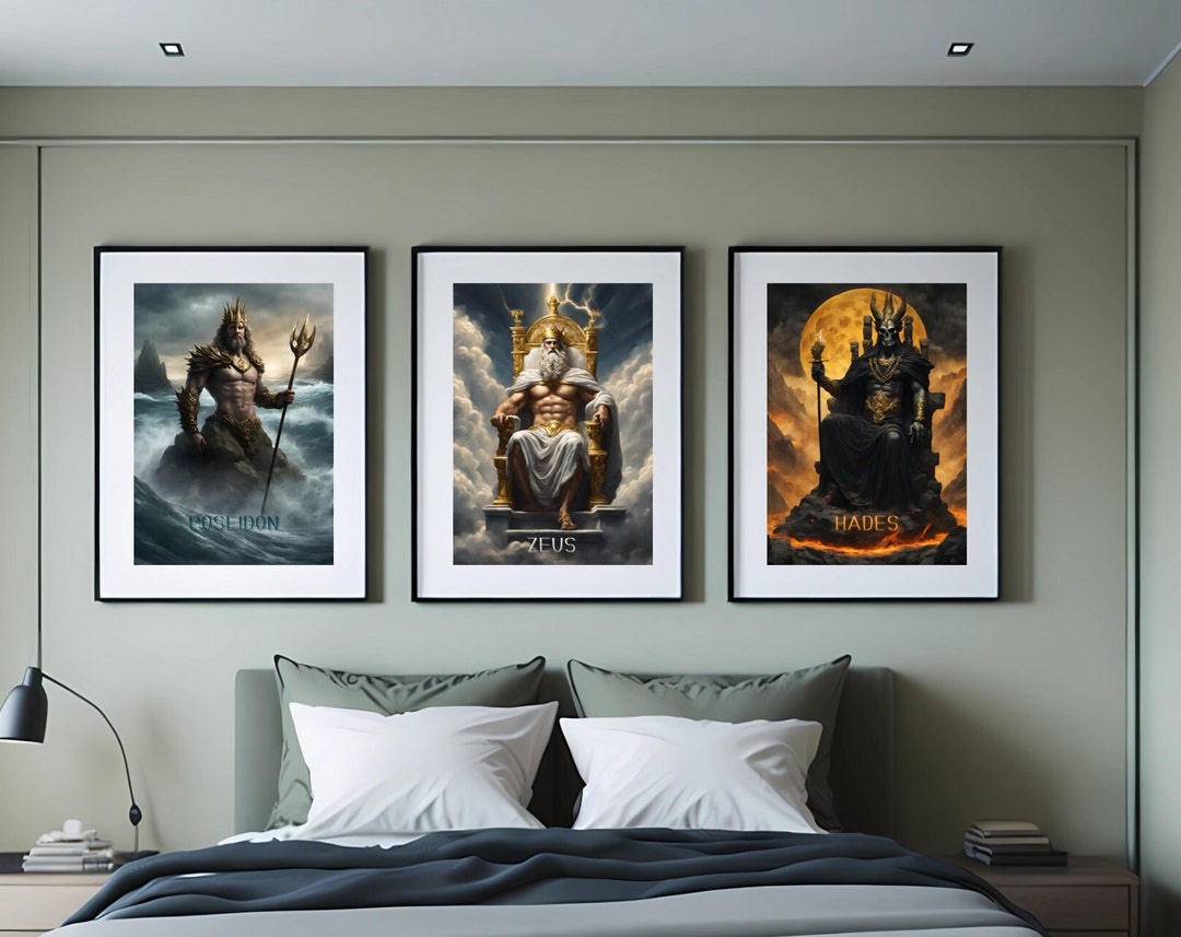 3 Iconic GREEK Gods Poseidon Zeus Hades Wall Art A4 Prints Wall Art ...