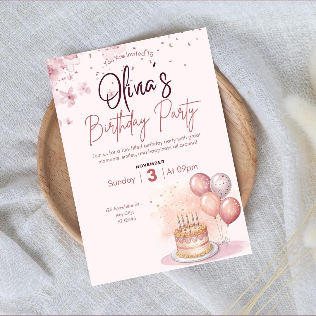 Personalised Birthday Party Invitations | Custom Colour, Printed - Etsy