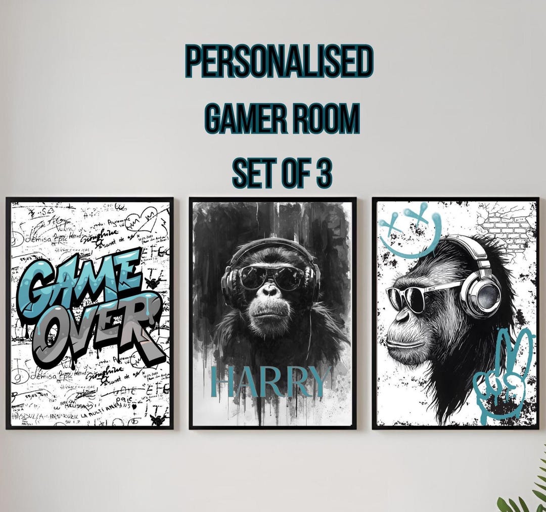 Custom Name Graffiti Game Over Posters – Kids Room Decor - Etsy
