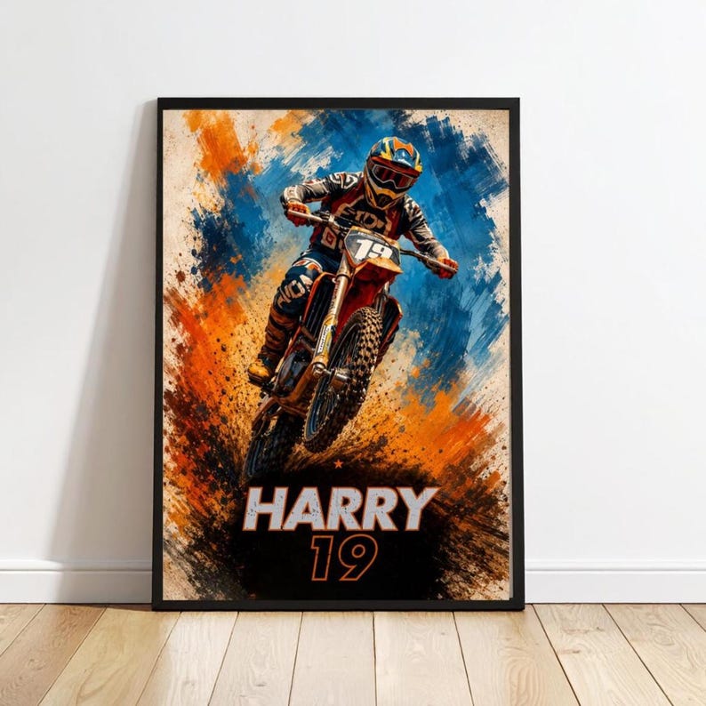 Personalised Motocross Print | Custom Rider Name & Number Wall Art ...