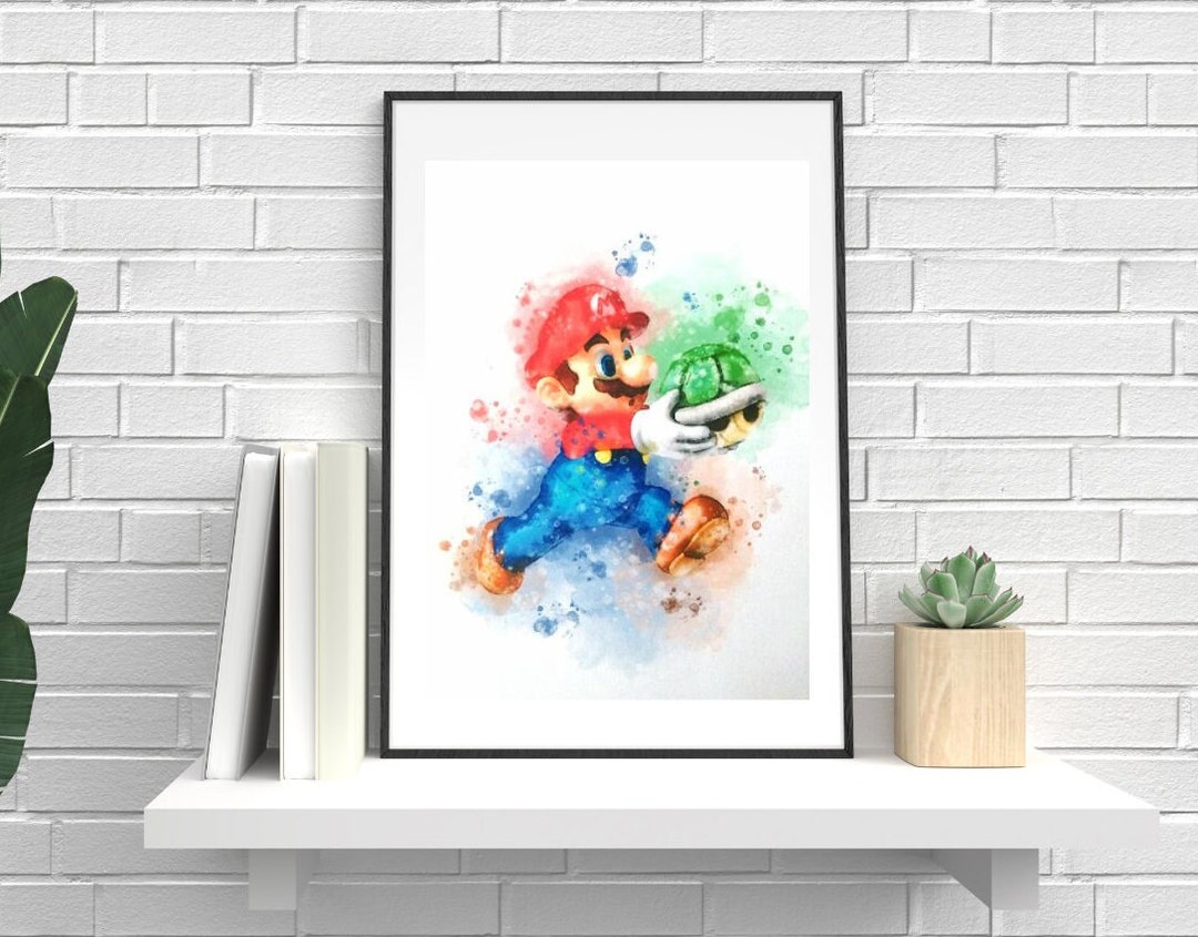 SUPER MARIO WATERCOLOUR A4 Print Valentines Day Gift,wall Art,nursery ...
